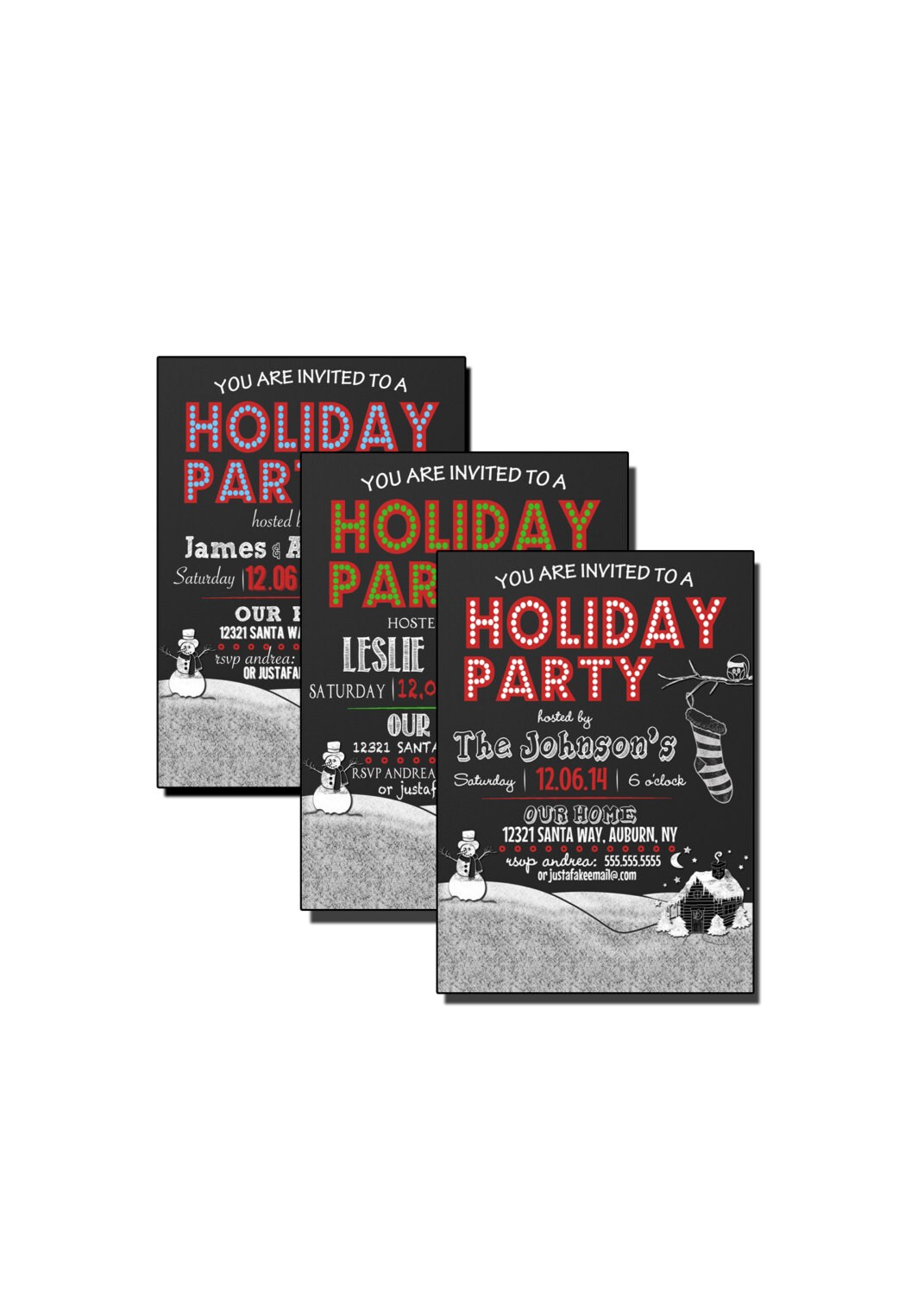Unique holiday party invitations black and red xmas party | Etsy