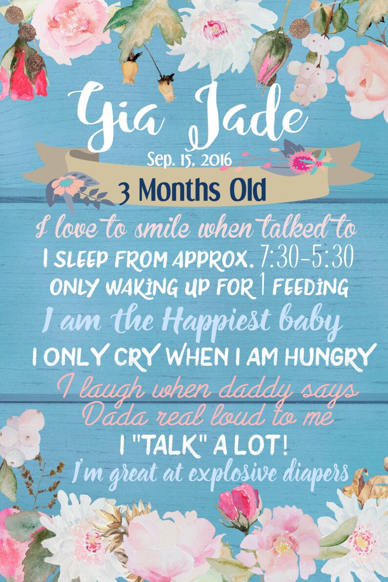 Monthly Milestone Sign, Monthly Stat Sign, Baby Monthly Chalkboard ...