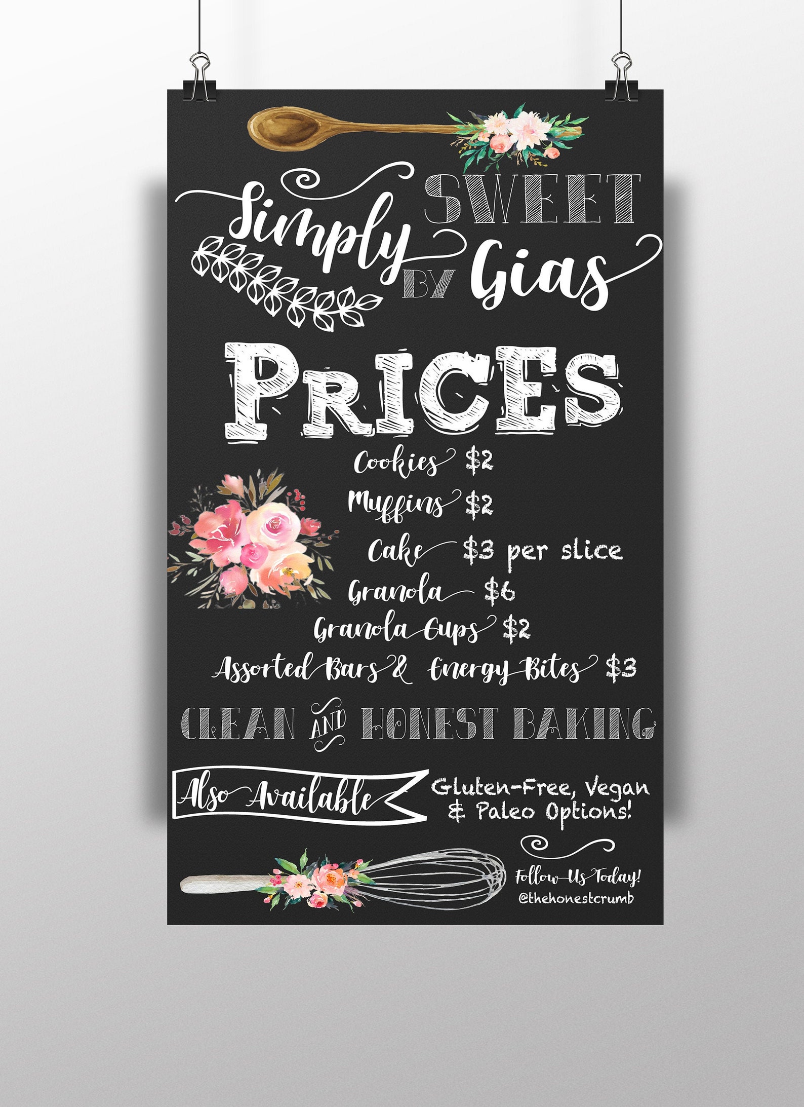 Custom Menu Sign, Chalkboard Menu Style, Bakery Menu, Bakery Signs ...