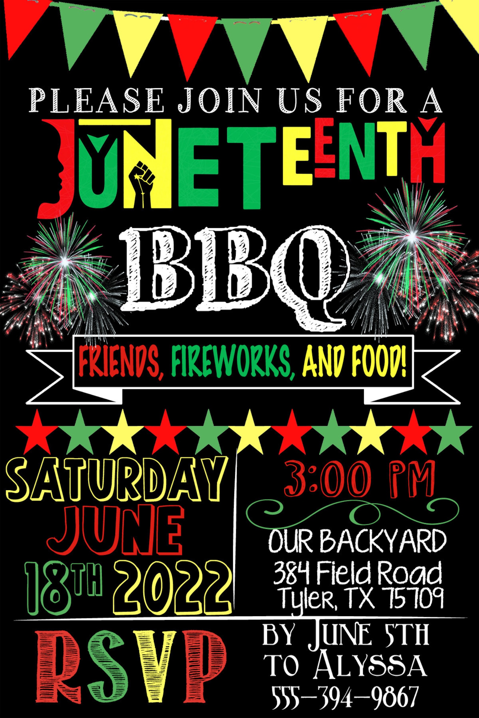 Juneteenth Invitations With Back Juneteenth BBQ Invite - Etsy