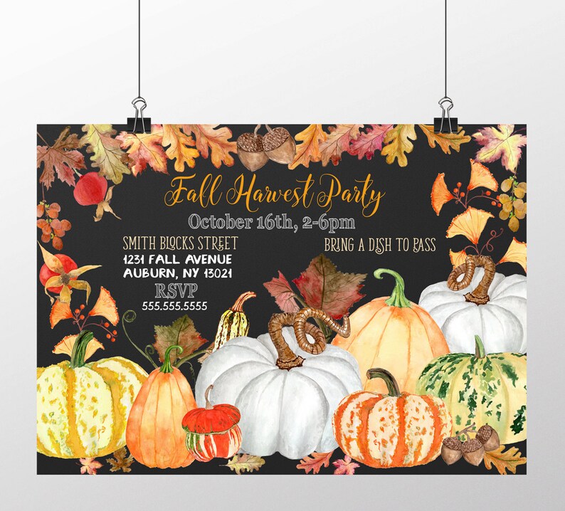 Fall Harvest Party Invitation, Fall Invites, Unique Fall Invitations ...