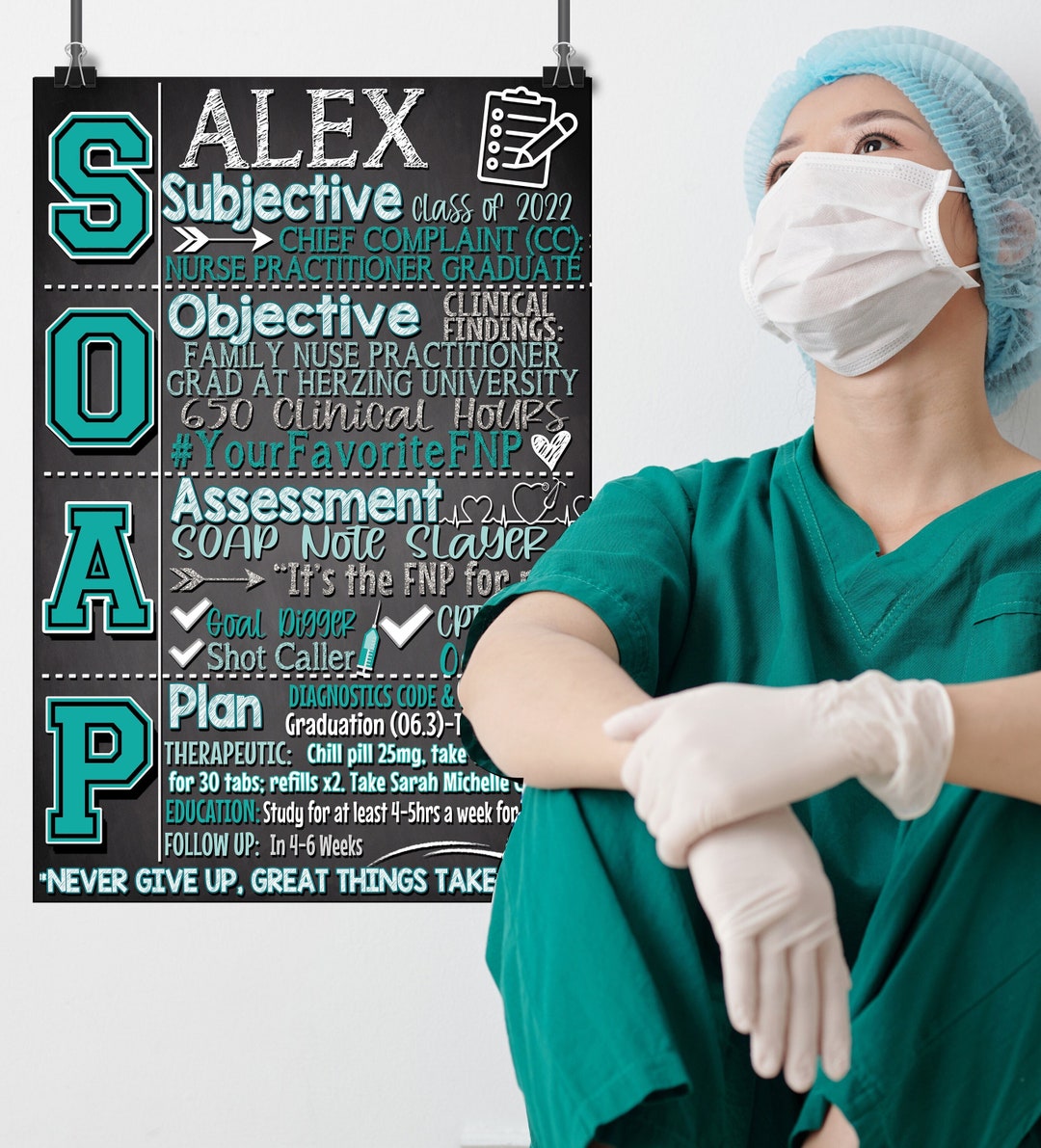 Nurse Graduation Photo Props and Sign, SBAR + SOAP Poster Sign ...