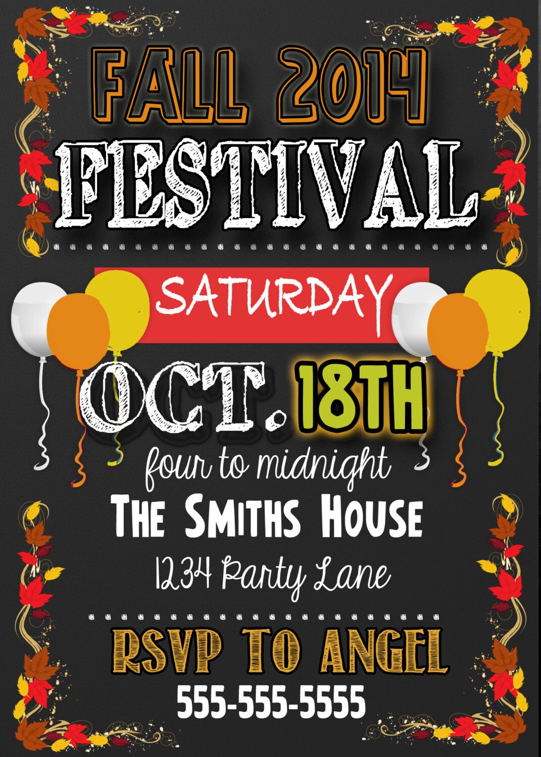 Fall Festival Invitations, Red Orange Yellow Fall Festival Invitations ...