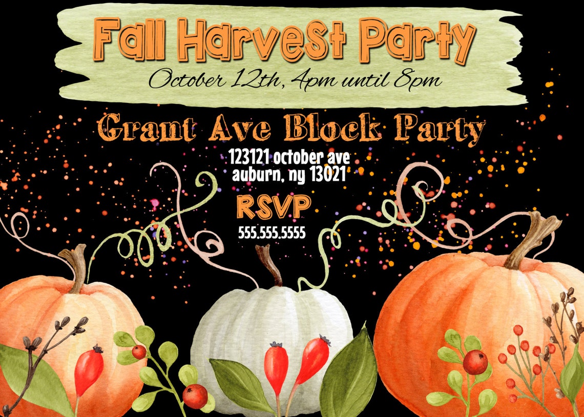 Fall Harvest Party Invitation, Fall Invites, Unique Fall Invitations ...