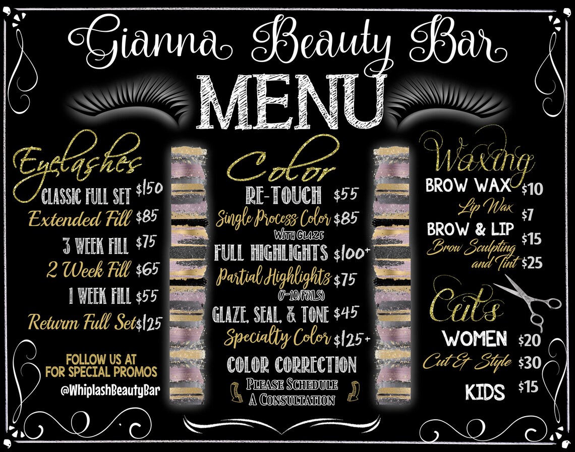 Beauty Salon Service Menu Template Custom Business Menu - Etsy