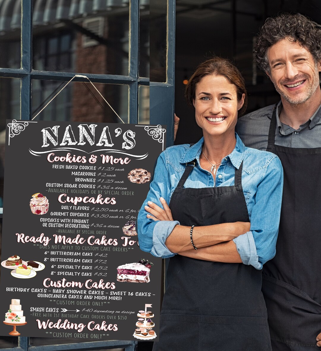 Business Sign for Wall With Prices, Sweet Shop Menu Template ...