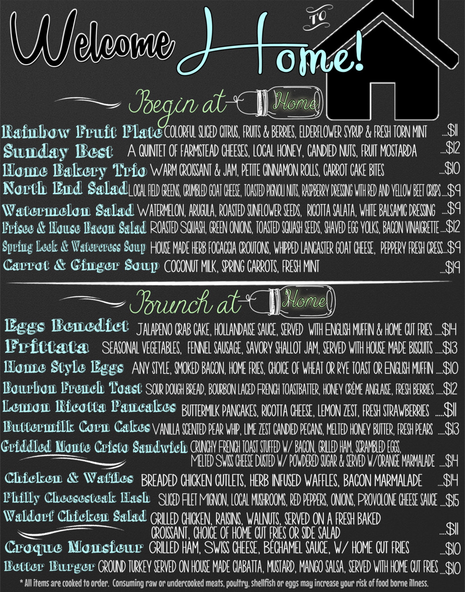 Restaurant Menu, Custom Business Sign, Chalkboard Style Business Menu ...