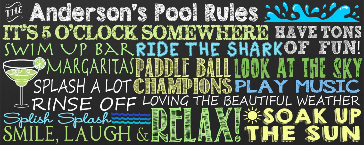 The Pool Rules Sign Customized for Your Pool Digital Art | Etsy