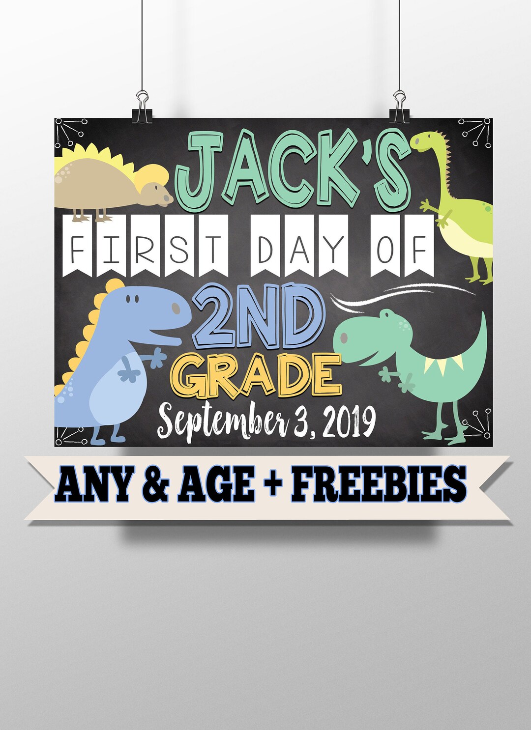 Dinosaur 1st Day of School Sign Boys 1st Day of School Sign - Etsy