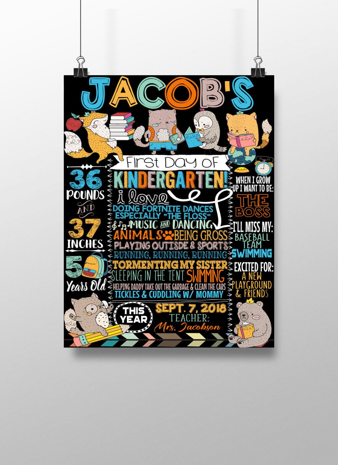 Boys First Day of School Sign, Modern Boys 1st Day of School Sign, 1st ...