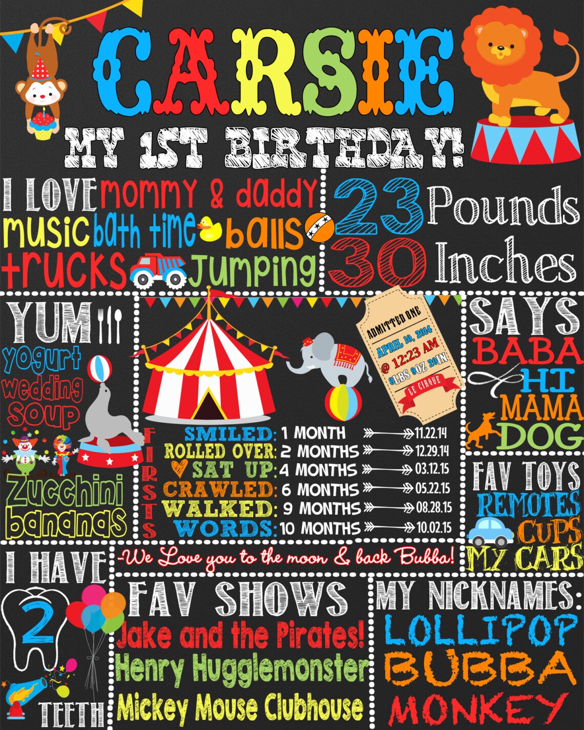 Unique Circus Birthday Decor, Custom Carnival Birthday Party Decoration ...