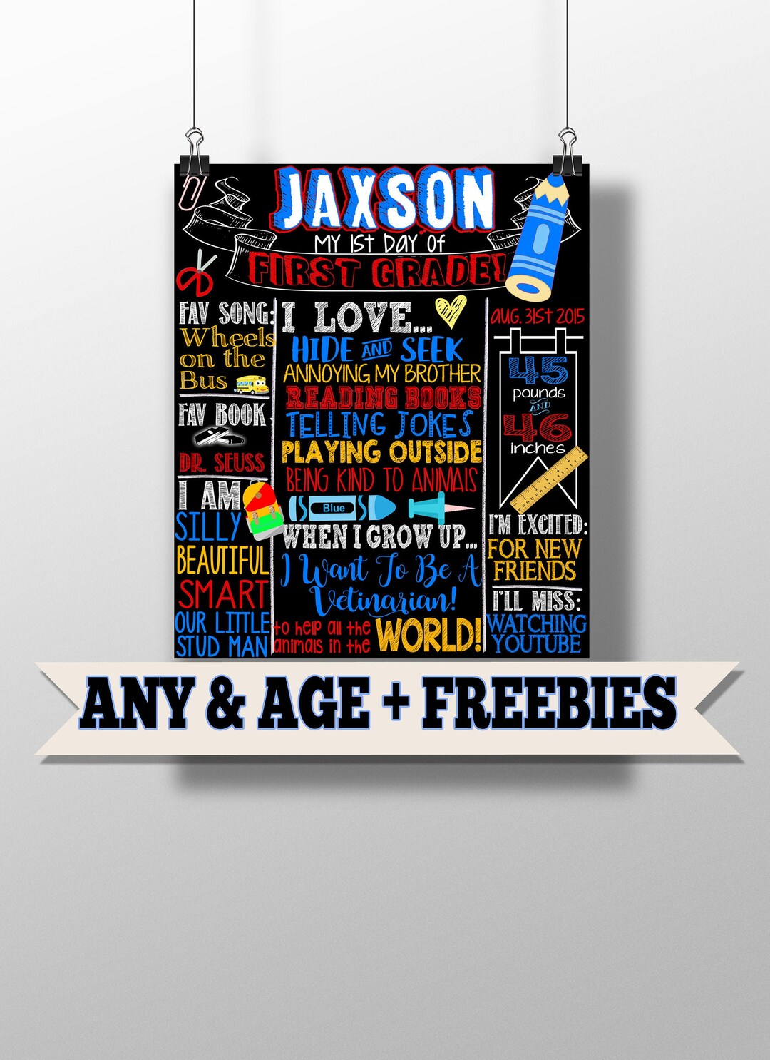 First Day of School Poster - First Day of School Picture Ideas - Boys ...