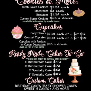 Bakery Menu Board Template, Personalized Price List for Business Modern ...