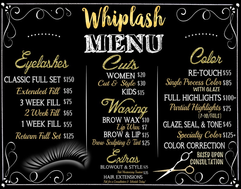 Beauty Bar Menu Sign Glam Beauty Salon Decor Eyelash - Etsy