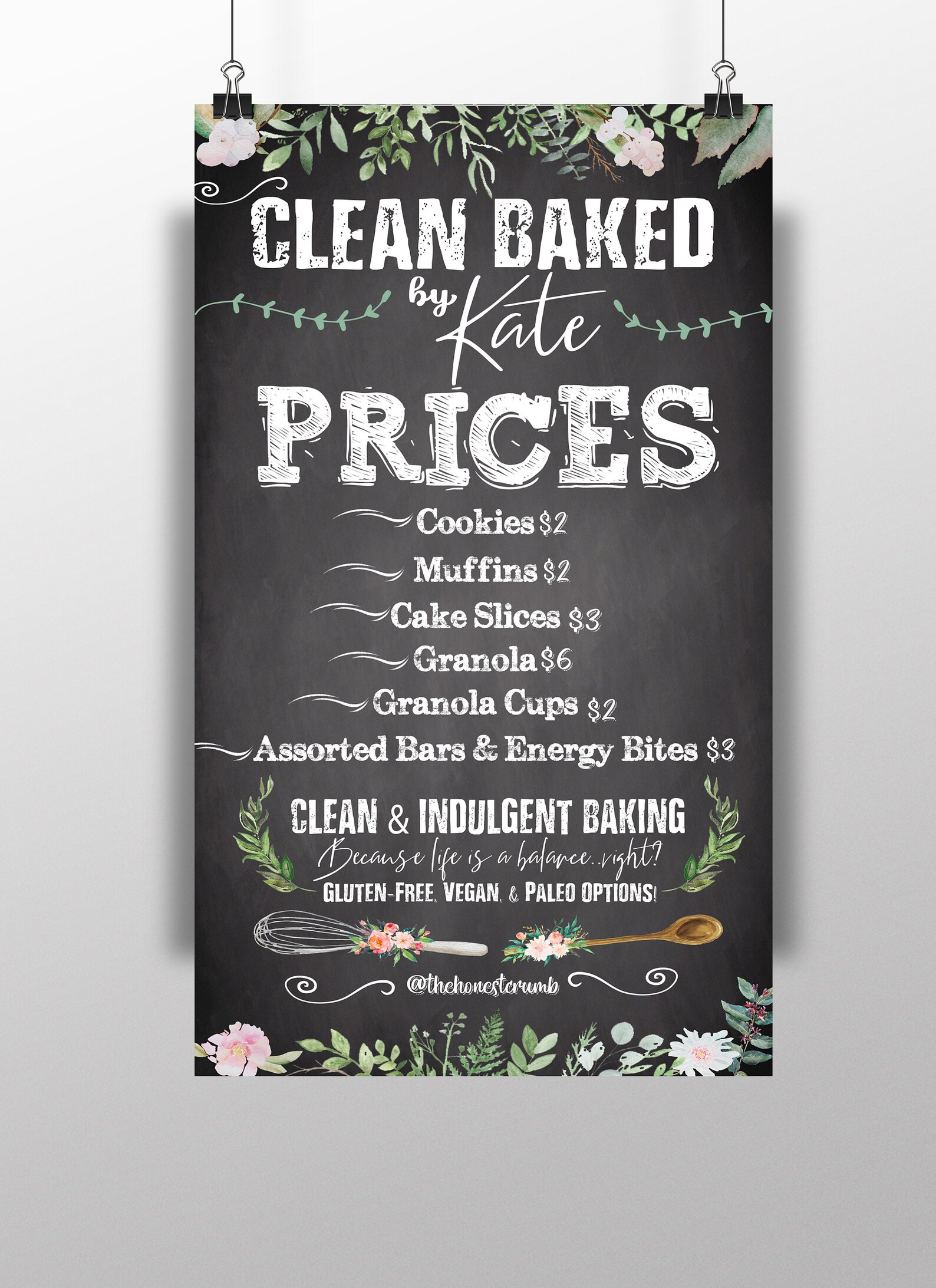 Custom Menu Sign Chalkboard Menu Style Bakery Menu Bakery - Etsy