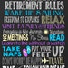 Retirement Rules Chalkboard Custom Retirement Board, Personalized ...