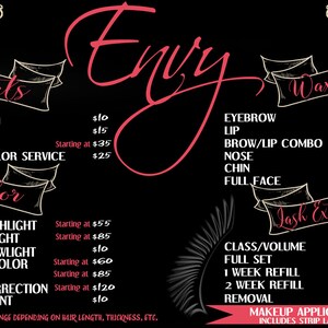 Beauty Salon Menu, Lash Extension Sign, Haircut Sign, Hair Salon Sign ...