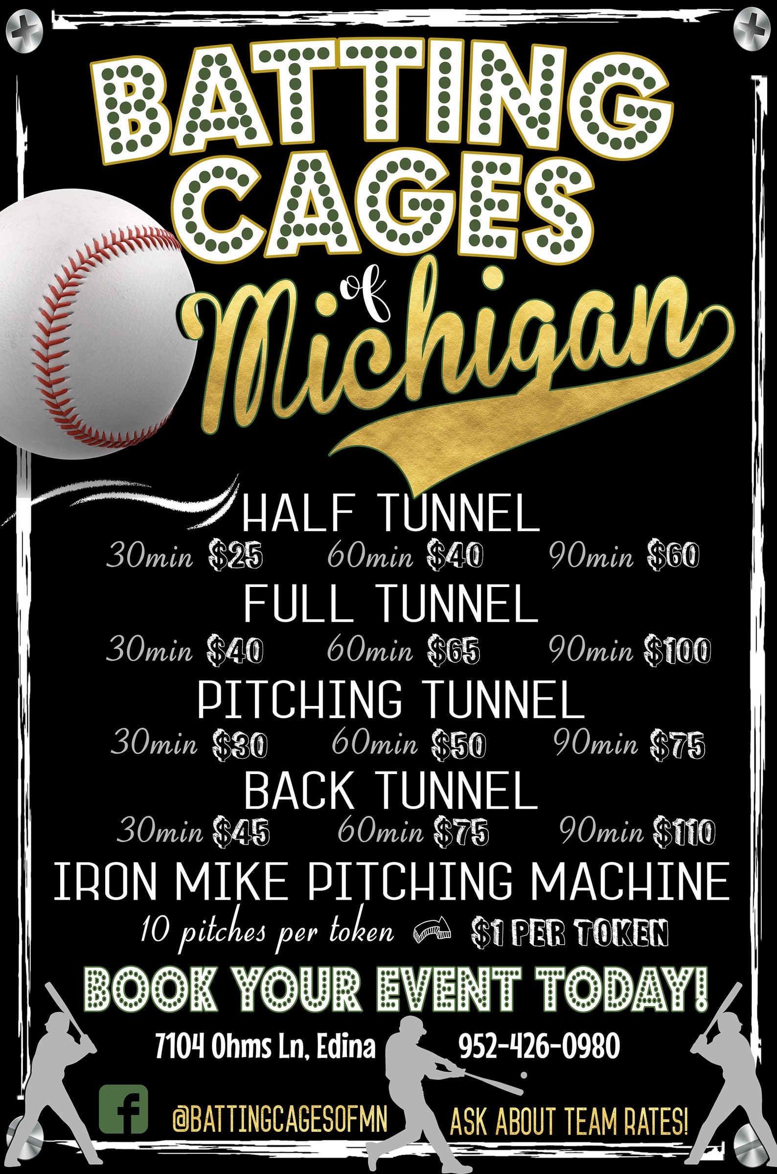 Batting Cage Menu Sport Center Signs Custom Business Menu | Etsy