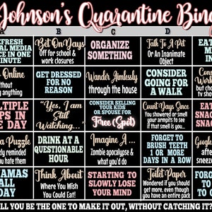 Quarantine Game, Make Quarantine Fun, Social Isolation BINGO, Games to ...