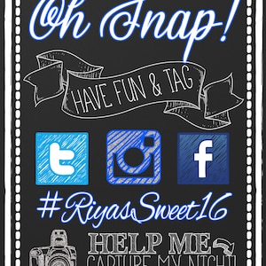 Oh Snap Sign, Snap and Tag Sign, Social Media Sign, Custom Hashtag Sign ...