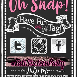 Oh Snap Sign, Snap and Tag Sign, Social Media Sign, Custom Hashtag Sign ...