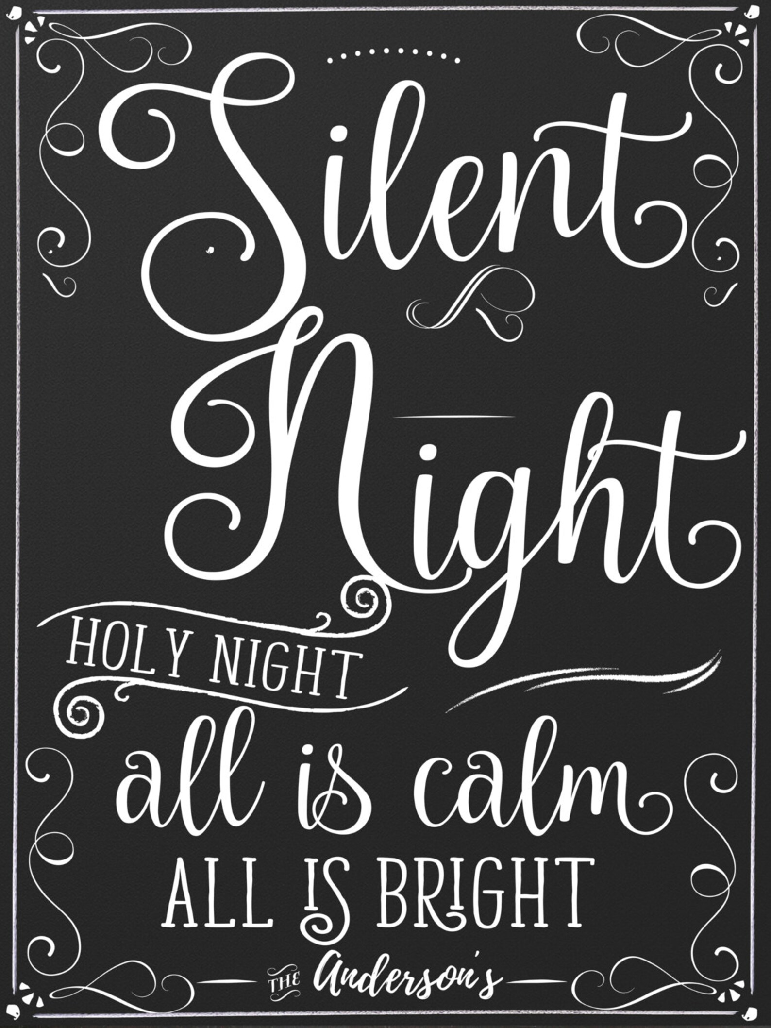 Silent Night Sign, Silent Night Decor, Silent Night Chalkboard Style ...