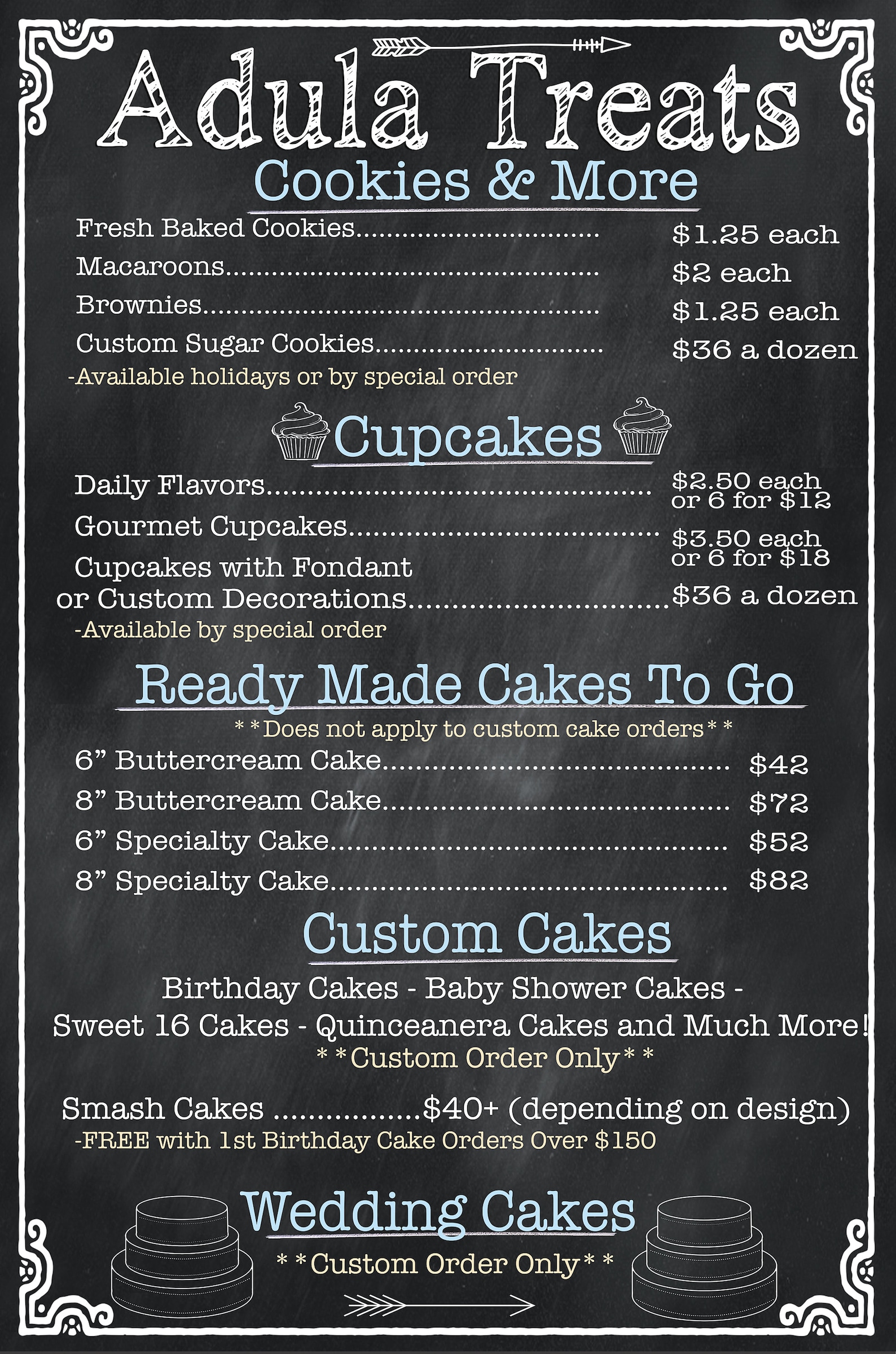 Bakery Menu Board Template Personalized Price List for - Etsy