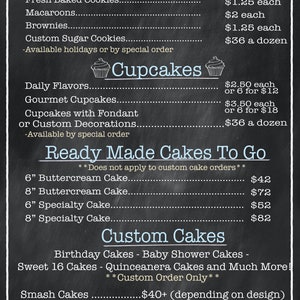 Business Sign for Wall With Prices, Sweet Shop Menu Template ...