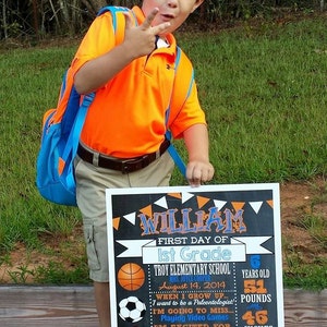 Boys First Day of School Sign - Sport Balls School Signs - First Day of ...