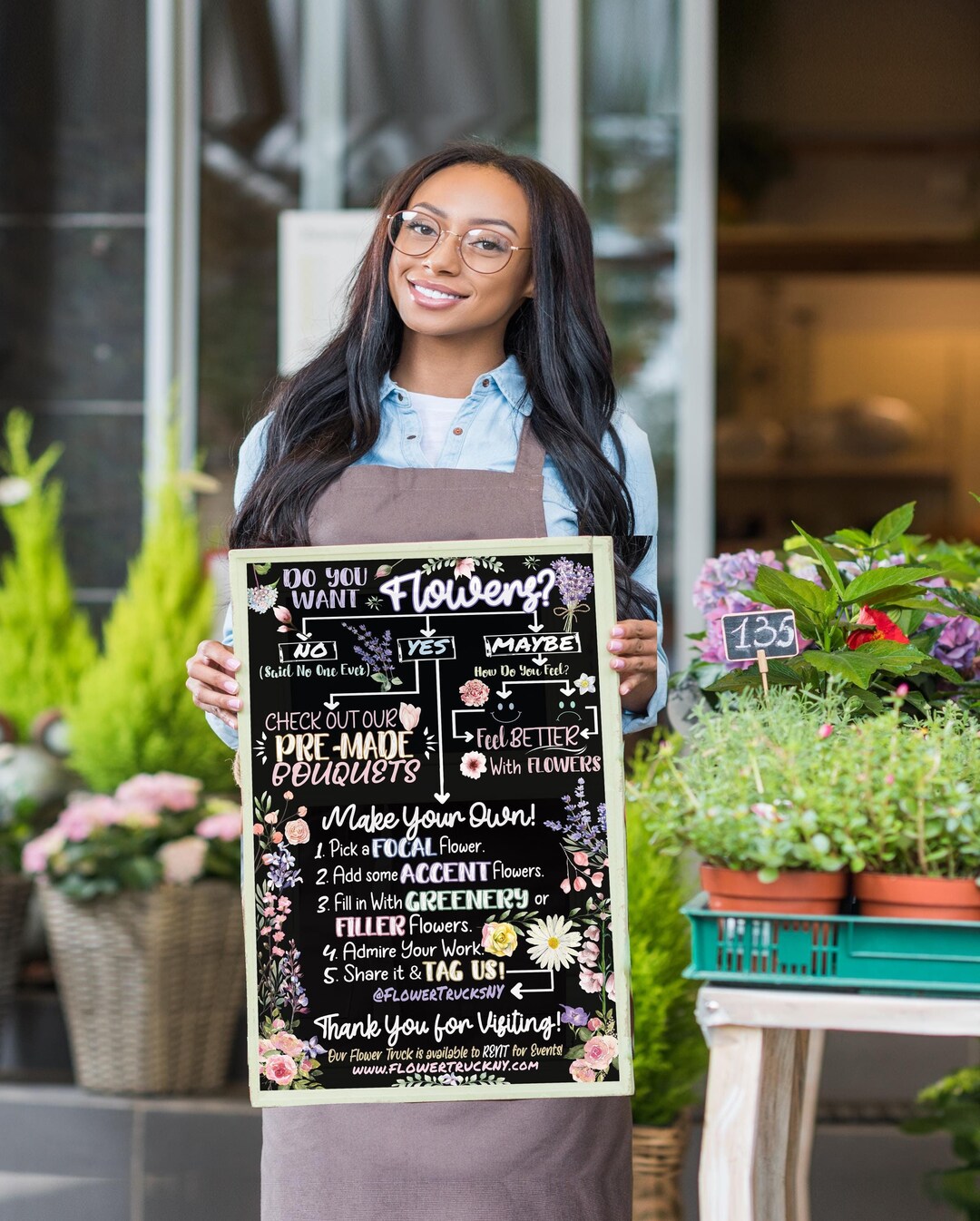 Flower Bar Sign Chalkboard Style | Flower Truck Menu Sign | Build Your ...