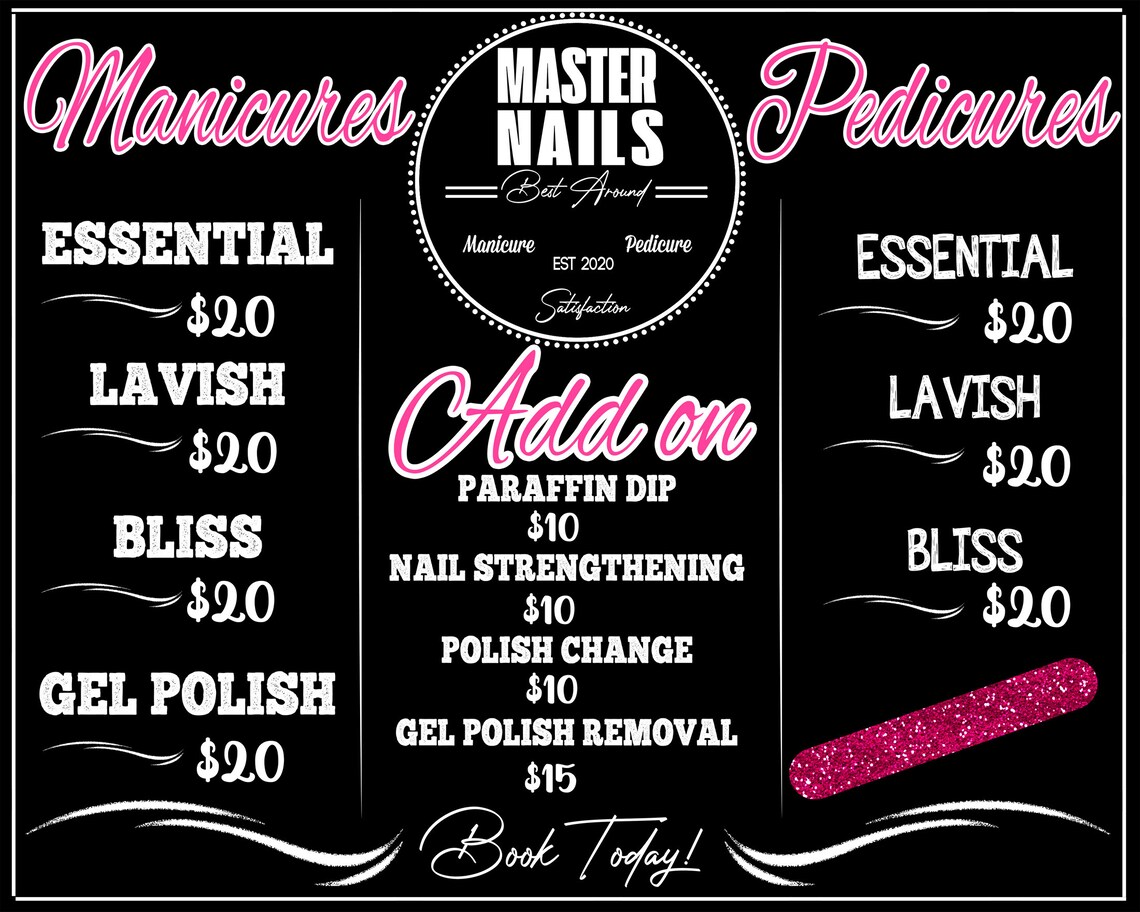 Nail Salon Sign, Beauty Salon Sign, Custom Nail Price Business Sign ...