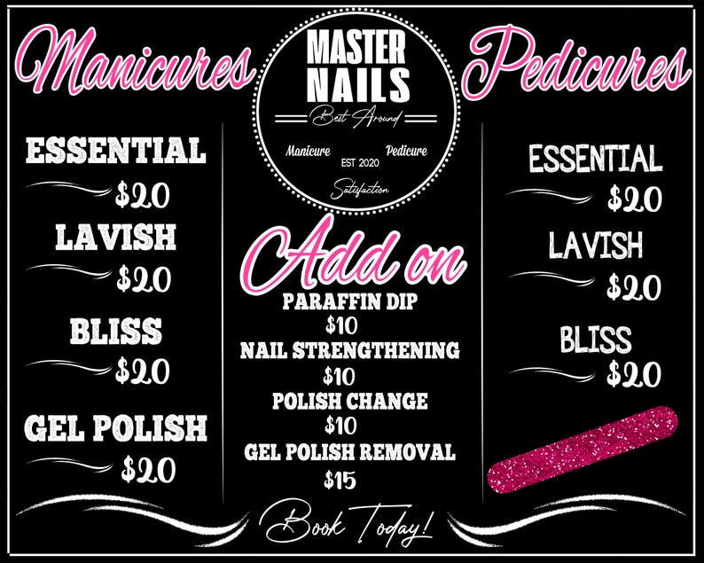 Nail Salon Sign Beauty Salon Sign Custom Nail Price Business - Etsy