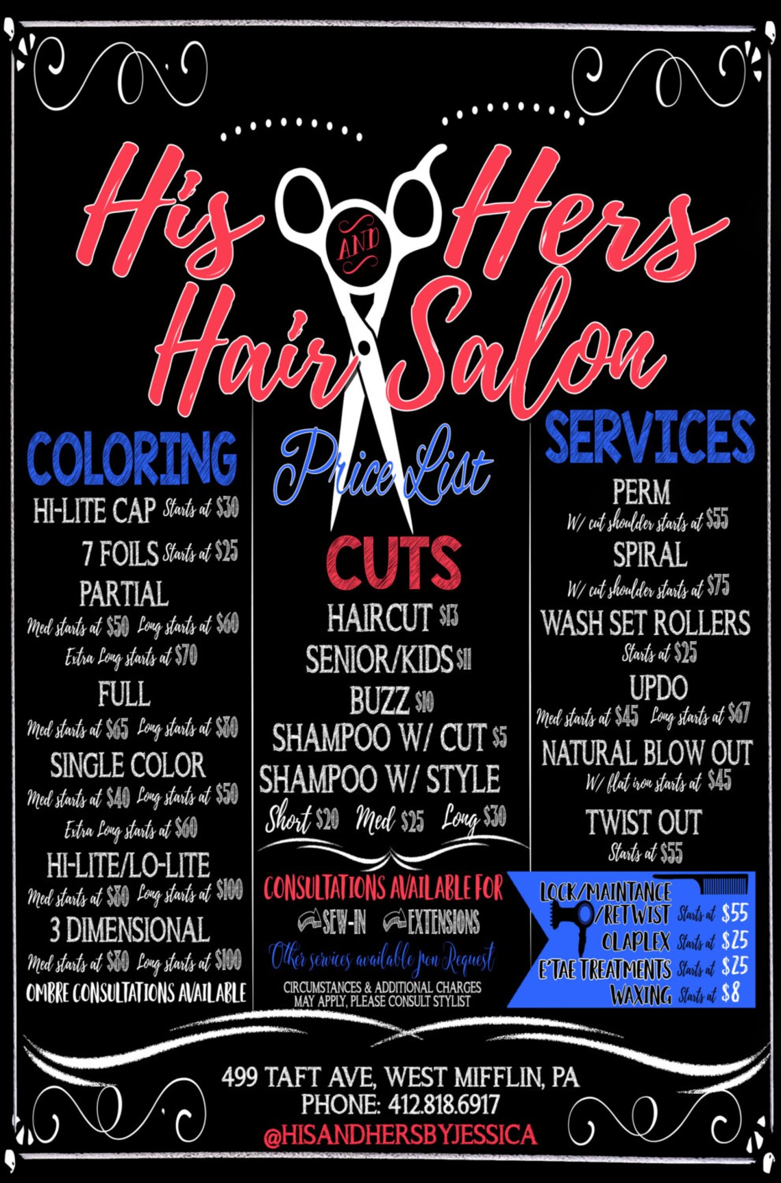 Beauty Salon Sign, Beauty Salon Pricing Sign, Beauty Salon Menu, Hair ...