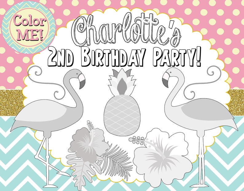 Custom Coloring Page Flamingo Birthday Party Favor Flamingo - Etsy