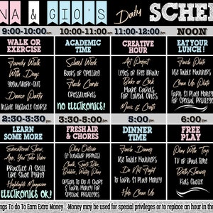 Quarantine Schedule for Kids, Personalized Kids Daily Schedule, Ideas ...