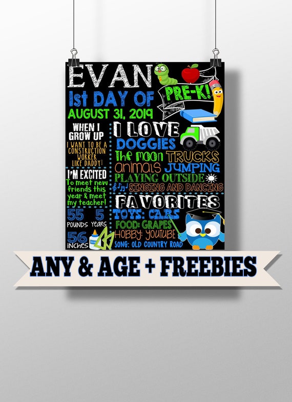 Boys First Day of School Sign Boys 1st Day of School Sign - Etsy