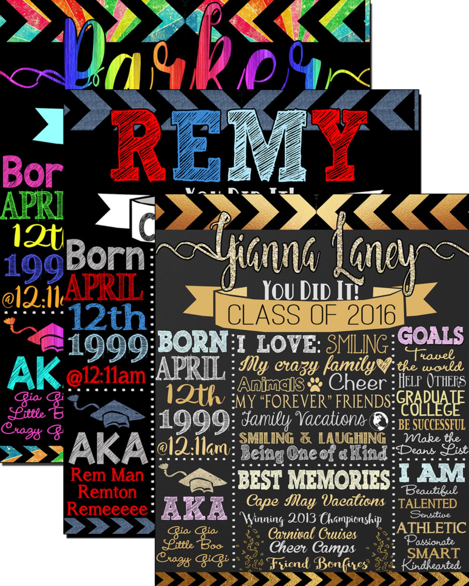 Rainbow graduation invite glow in the dark grad party ideas | Etsy