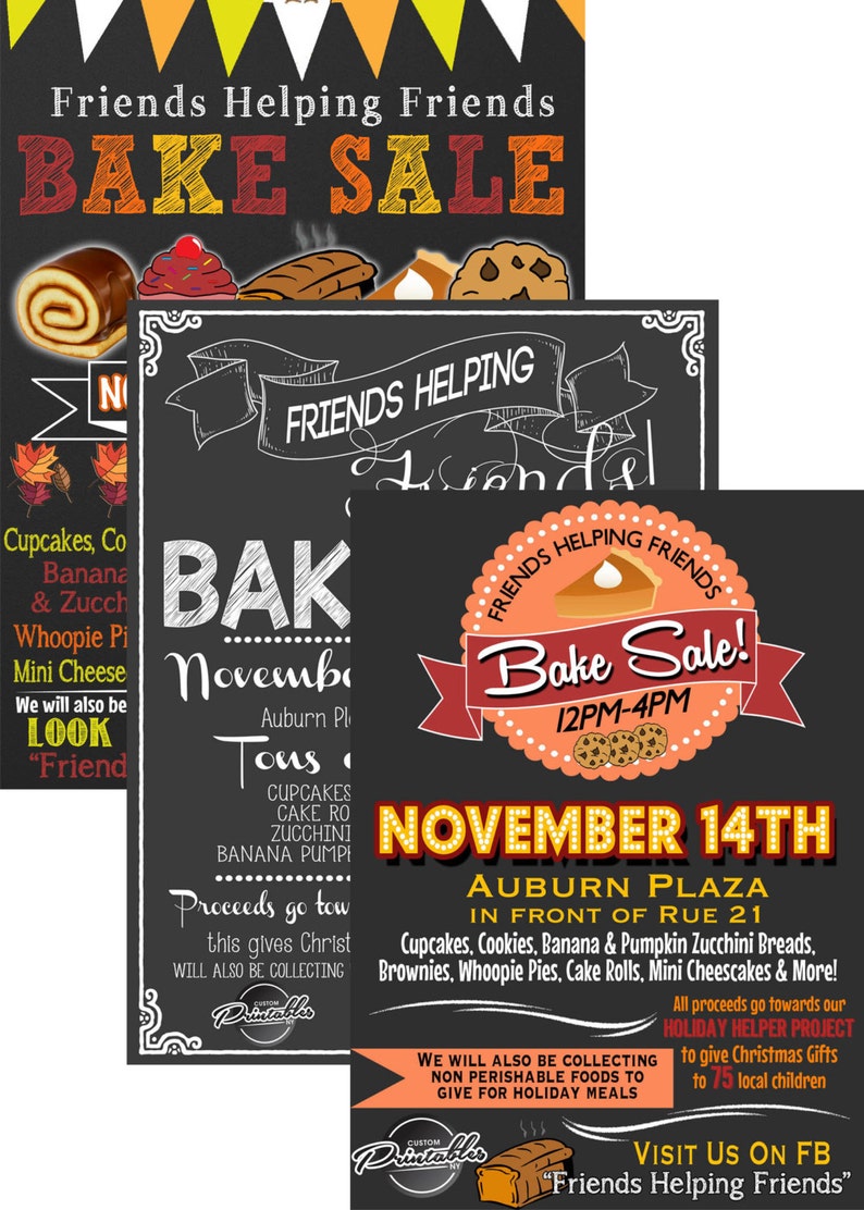 Bake Sale Flyer Bake Sale Invitation Fall Bake Sale - Etsy