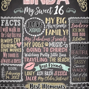 16 Birthday Board, 16th Birthday Sign, Sweet 16 Birthday Boards, 16 ...