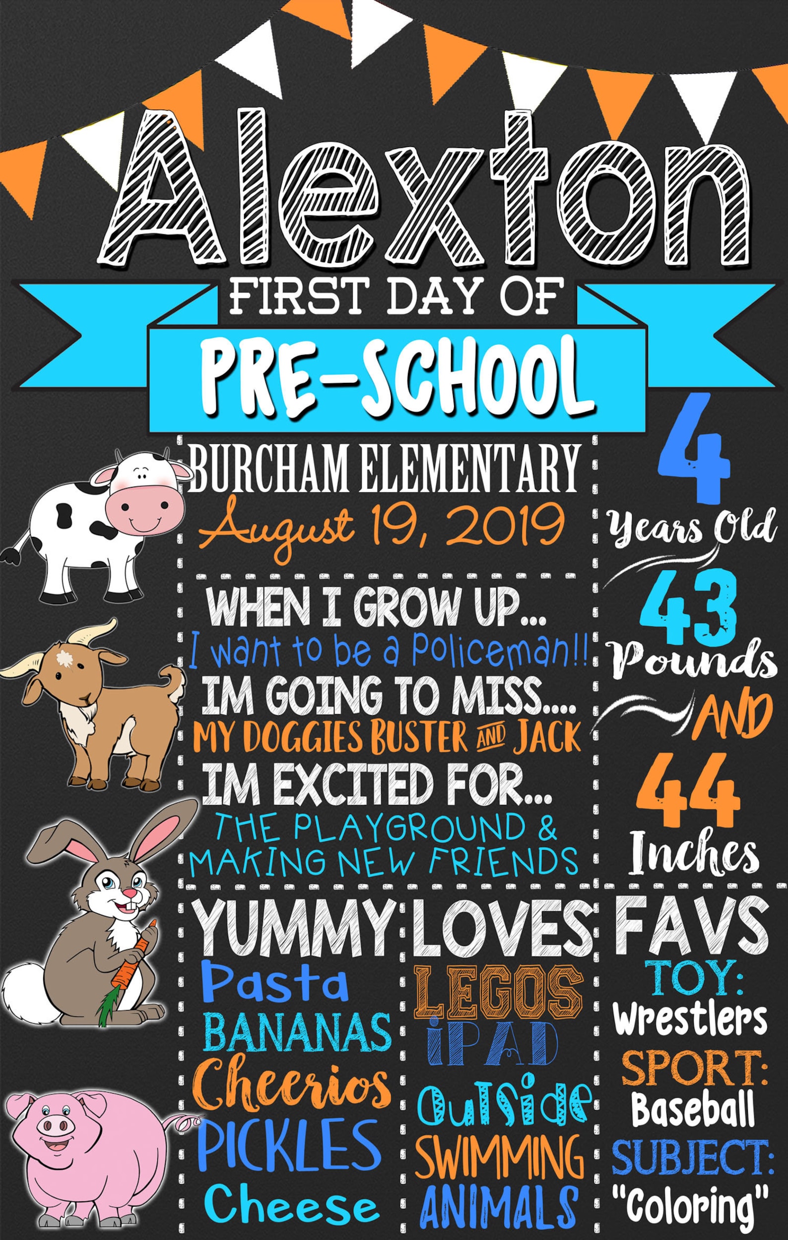 Farm Animal First Day of School Sign Boys First Day of - Etsy