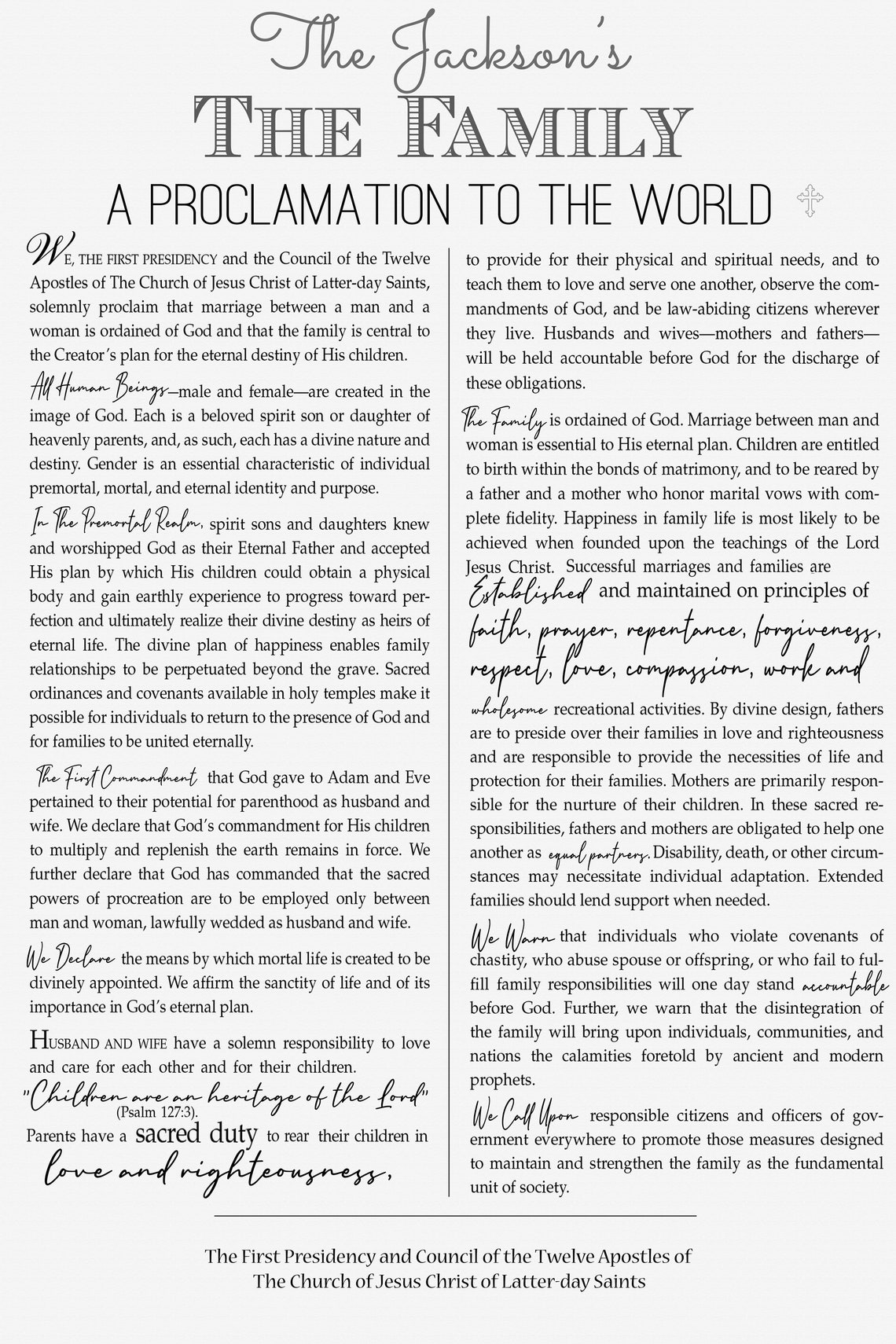 Family Proclamation Sign Printable A Proclamation To The | Etsy