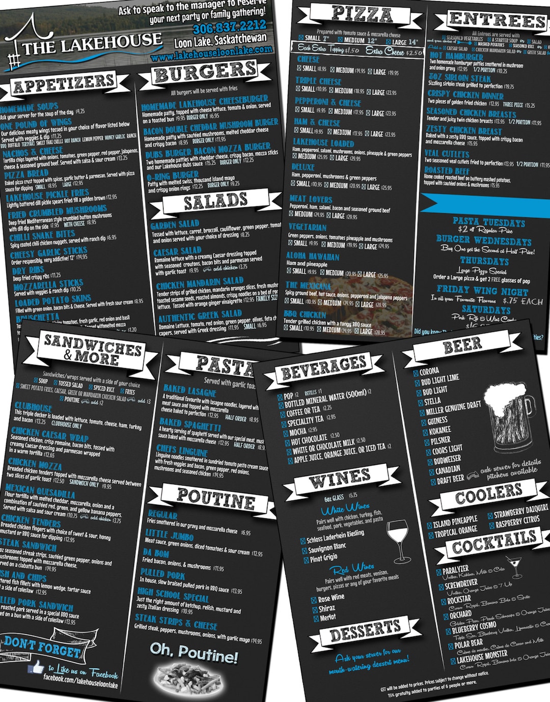 Business Menu, Custom Menus, Chalkboard Style Business Menu, Cafe Menu ...