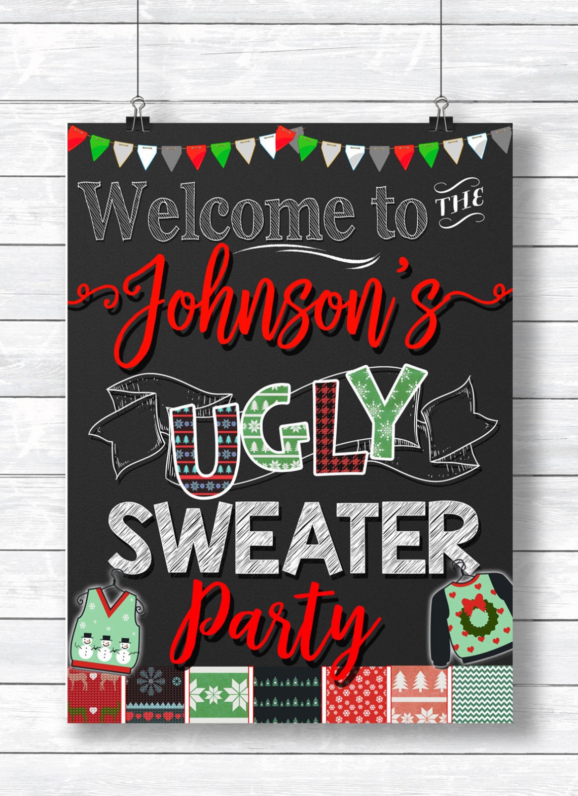 Ugly Sweater Welcome Sign, Ugly Sweater Christmas Party Decor ...