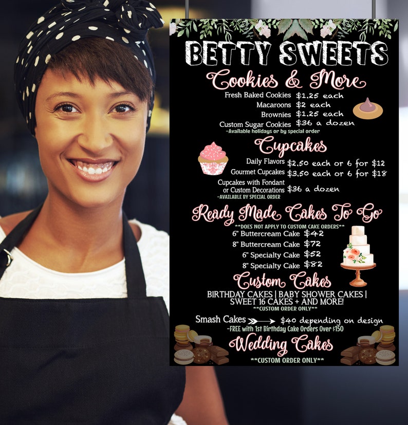 Bakery Menu Board Template Personalized Price List for | Etsy