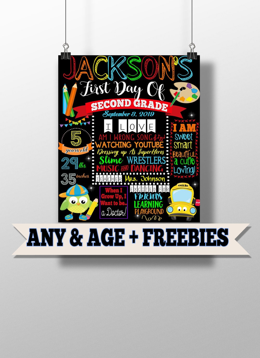 Back to School, First Day of School Signs for Boys and Girls, First Day ...