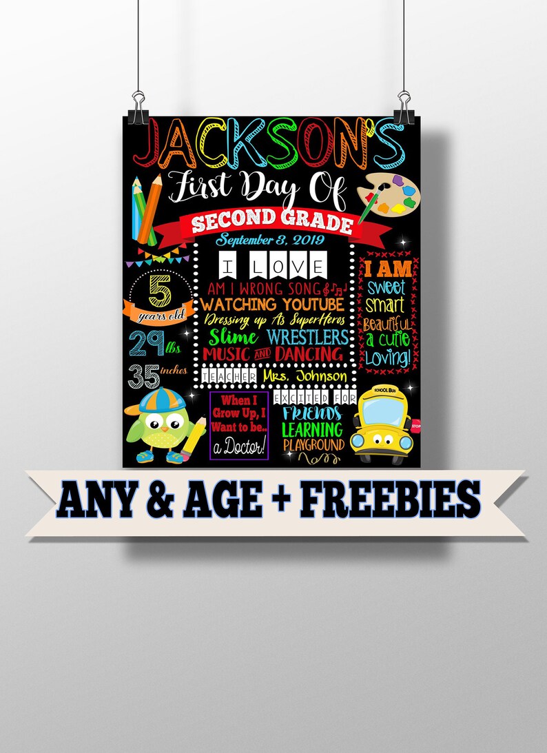 Back to School First Day of School Signs for Boys and Girls - Etsy