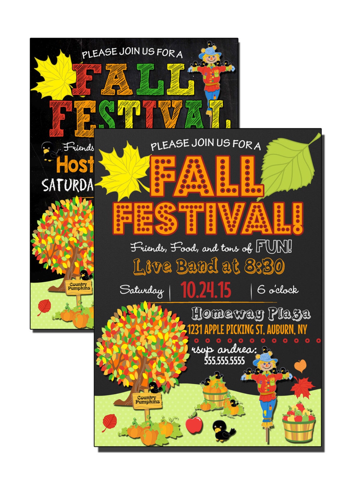 Colorful Fall Festival Invitations, Unqiue Fall Party Invites ...