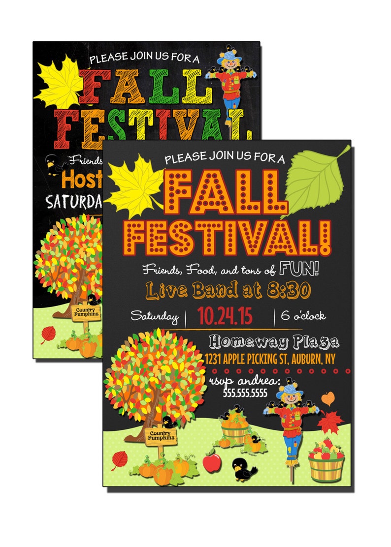 Colorful Fall Festival Invitations, Unqiue Fall Party Invites ...