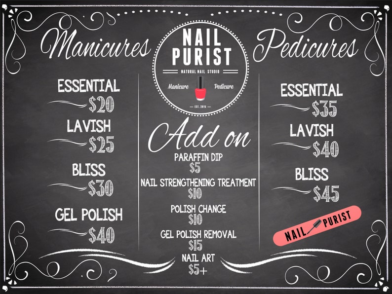 Nail Salon Sign Beauty Salon Sign Custom Nail Price Business - Etsy
