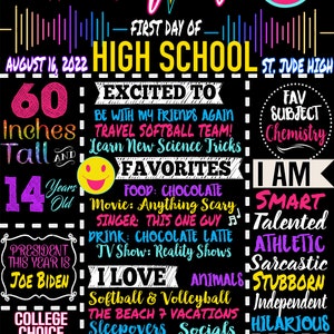 High School First Day of School Sign, Middle School 1st Day of School ...